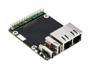 mini dual gigabit ethernet base board compatible with raspberry pi compute module 4 cm4/4 lite, dual gigabit ethernet ports,1xusb 2.0 port,1x40pin gpio header,5v, type-c interface