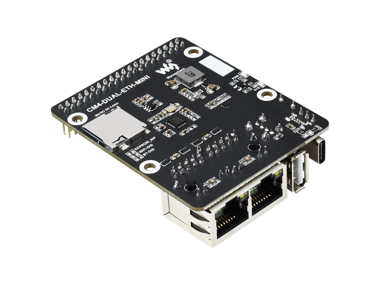 Mini Dual Gigabit Ethernet Base Board Compatible with Raspberry Pi Compute Module 4 CM4/4 Lite, Dual Gigabit Ethernet Ports,1xUSB 2.0 Port,1x40PIN GPIO Header,5V, Type-C Interface