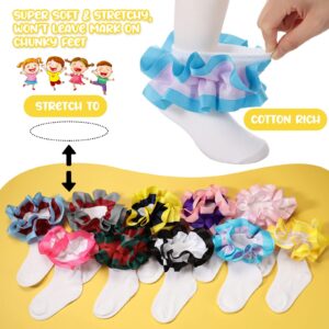 10 Pairs Ruffle Socks 1-3 Year Old Baby Girls Double Lace Frilly Princess Dress Socks Little Girl Big Ruffle Socks for Newborn Infant Toddler Little Girls