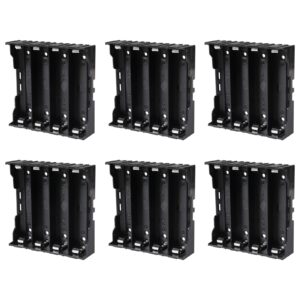 coliao 6pcs 18650 battery case holder 4 slots x 3.7v 18650 battery storage box, in parallel black plastic batteries clip box with pin for diy parallel or series circuit pcb projects