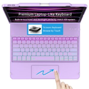 HOTLIFE Keyboard Case for iPad Air 13 inch 2024, Keyboard for iPad Pro 12.9” inch (4th Gen 2020/ 3th Gen 2018) - 10 Color Backlit Touch Trackpad Case with Keyboard -360° Protective with Pencil Holder