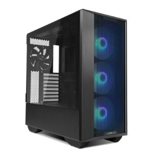 lian li lancool iii e-atx pc case, spacious rgb gaming computer case with hinged tempered glass doors, fine mesh panels, 4x140mm pwm fans pre-installed high airflow chassis (black)