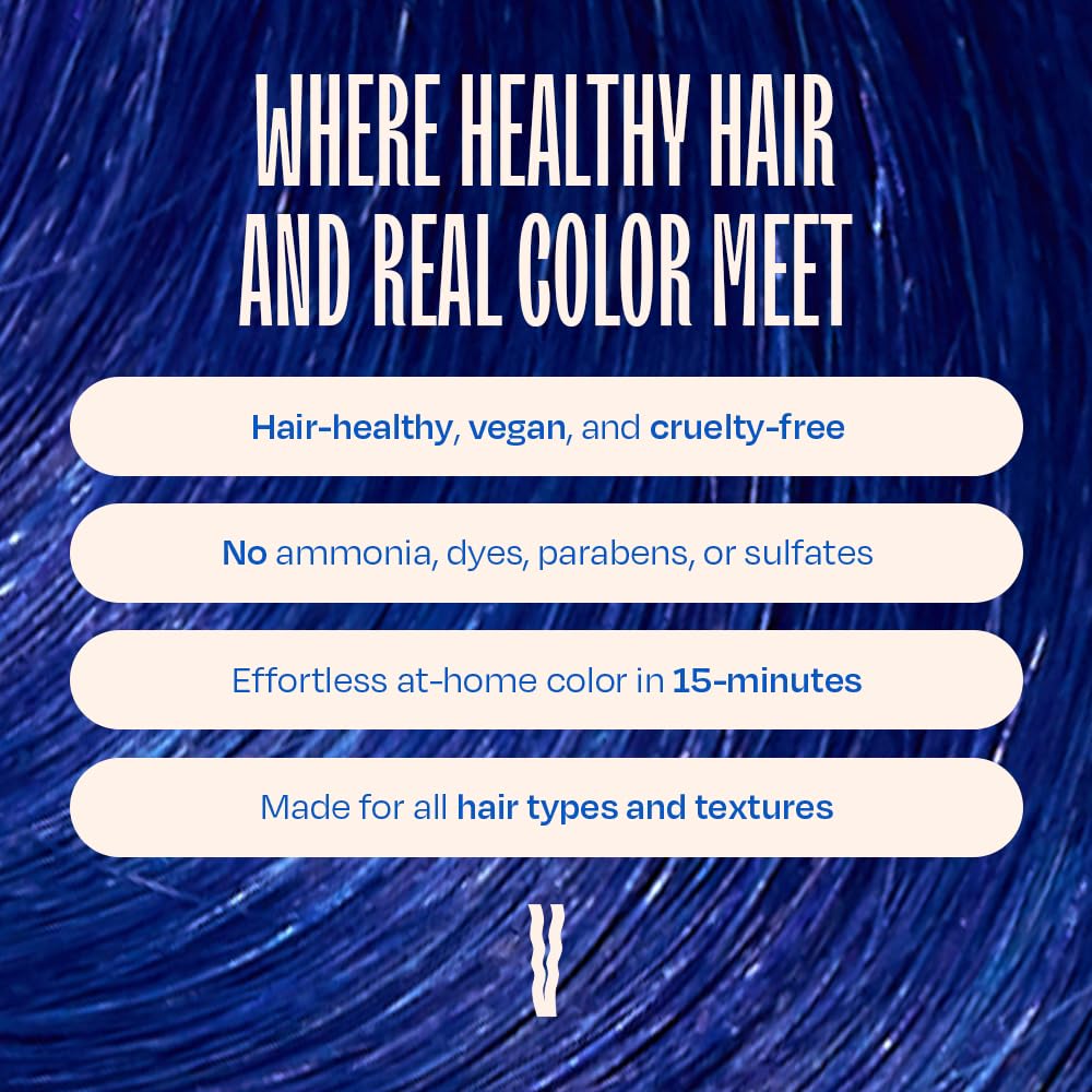 oVertone Haircare Color Depositing Conditioner - 8 oz Semi Permanent Hair Color with Shea Butter & Coconut Oil - Temporary Hair Color Dye - Vegan, Cruelty-Free - Extreme Blue