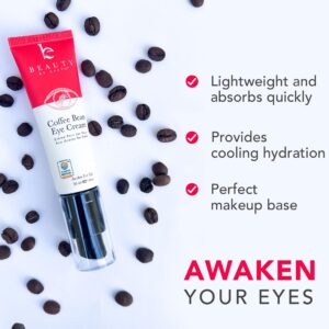 Caffeine Eye Cream for Puffiness & Bags Under Eyes - USA Made with Natural & Organic Ingredients, Under Eye Cream for Dark Circles with Glycerin & Vitamin E, Brightens & Refreshes Under Eye Area