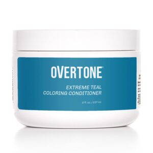 overtone haircare color depositing conditioner - 8 oz semi permanent hair color with shea butter & coconut oil - temporary hair color dye - vegan, cruelty-free - extreme teal