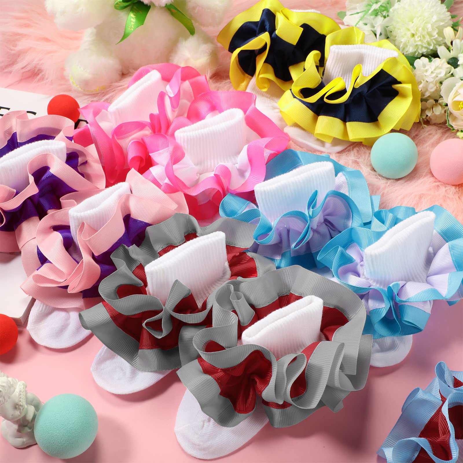 10 Pairs Ruffle Socks 1-3 Year Old Baby Girls Double Lace Frilly Princess Dress Socks Little Girl Big Ruffle Socks for Newborn Infant Toddler Little Girls