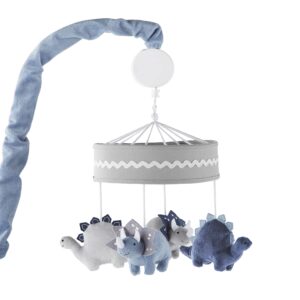 levtex baby - kipton musical rotating baby crib mobile - plush dinosaurs - grey, blue, navy, white - nursery accessories