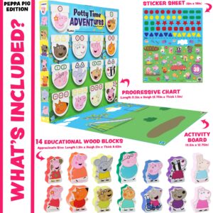 Potty Time Adventures Potty Training Chart by Lil ADVENTS - Peppa Pig with 14 Wood Block Toy Prizes - Potty Training Advent Game - Wooden Block Toys, Reward Chart, Activity Board & Stickers