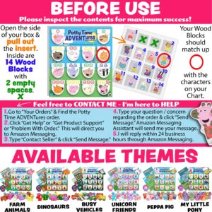 Potty Time Adventures Potty Training Chart by Lil ADVENTS - Peppa Pig with 14 Wood Block Toy Prizes - Potty Training Advent Game - Wooden Block Toys, Reward Chart, Activity Board & Stickers