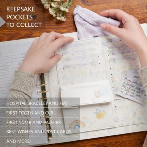 Keepsake Baby Memory Book Girl Boy – Timeless Leather-Bound Baby Milestone Book – Baby Book Keepsake Record First 5 Years – Gender Neutral Baby Scrapbook Album Baby Album Journal Registry Search Gift