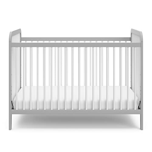 Storkcraft Pasadena 3-in-1 Convertible Crib (Pebble Gray/White) – GREENGUARD Gold Certified, Converts to Daybed and Toddler Bed, Fits Standard Full-Size Crib Mattress, Adjustable Mattress Height