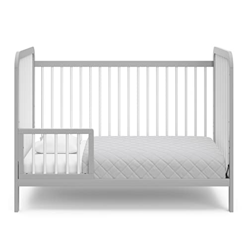 Storkcraft Pasadena 3-in-1 Convertible Crib (Pebble Gray/White) – GREENGUARD Gold Certified, Converts to Daybed and Toddler Bed, Fits Standard Full-Size Crib Mattress, Adjustable Mattress Height