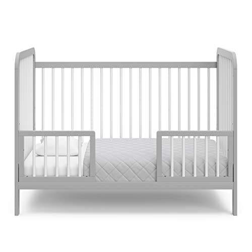 Storkcraft Pasadena 3-in-1 Convertible Crib (Pebble Gray/White) – GREENGUARD Gold Certified, Converts to Daybed and Toddler Bed, Fits Standard Full-Size Crib Mattress, Adjustable Mattress Height