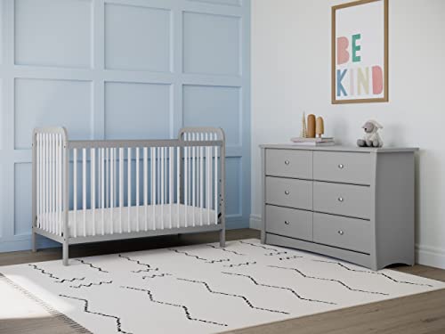 Storkcraft Pasadena 3-in-1 Convertible Crib (Pebble Gray/White) – GREENGUARD Gold Certified, Converts to Daybed and Toddler Bed, Fits Standard Full-Size Crib Mattress, Adjustable Mattress Height