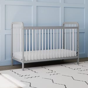 Storkcraft Pasadena 3-in-1 Convertible Crib (Pebble Gray/White) – GREENGUARD Gold Certified, Converts to Daybed and Toddler Bed, Fits Standard Full-Size Crib Mattress, Adjustable Mattress Height