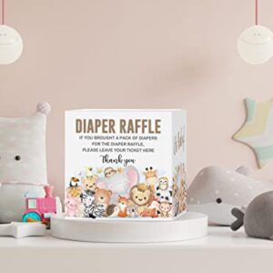 mermermu Diaper Raffle Tickets and Advice Cards For Baby Shower - 1 Card Collection Box & 50 Tickets, Animal Baby Shower Card Box, Party FavorsDecorationsSupplies, Game Kit, 8" Card Box -005BOX