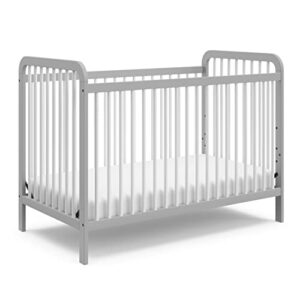 storkcraft pasadena 3-in-1 convertible crib (pebble gray/white) – greenguard gold certified, converts to daybed and toddler bed, fits standard full-size crib mattress, adjustable mattress height