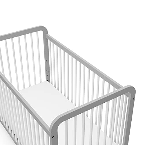 Storkcraft Pasadena 3-in-1 Convertible Crib (Pebble Gray/White) – GREENGUARD Gold Certified, Converts to Daybed and Toddler Bed, Fits Standard Full-Size Crib Mattress, Adjustable Mattress Height