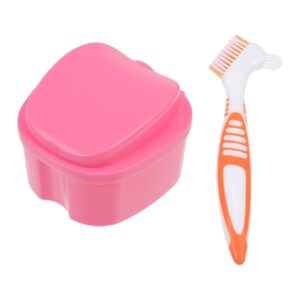 healeved 1 set false toothbrush set container denture holder denture brush toothbrush denture case false teeth cleaner dentaduras postizas para hombre man suit travel abs storage box male