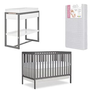 dream on me nursery essentials bundle of dream on me synergy 5 in 1 convertible crib, dream on me arlo changing-table, with a dream on me honeycomb orthopedic firm fiber standard crib mattress