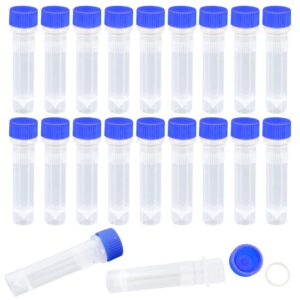 20pcs 1.5ml plastic cryovial cryogenic vial tube self standing with graduated,blue flat top screw cap,jrlgd