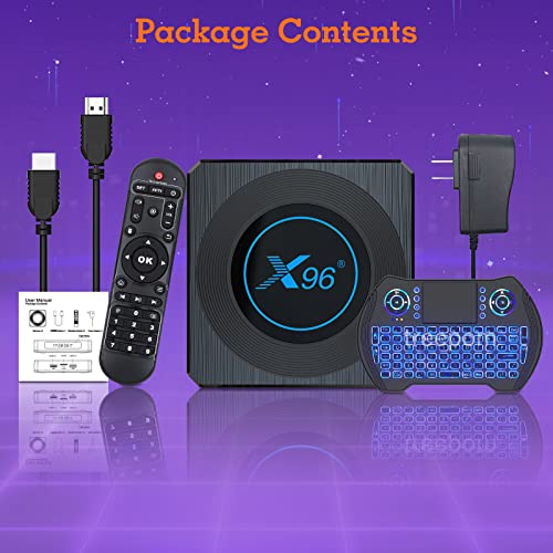 X96 X4 Android TV Box 11.0, Android 11 TV Box with Amlogic S905X4 Quad-Core 64bits A55 1000M LAN Dual-WiFi 2.4G/5G, Android Box 4GB RAM 32GB ROM with Wireless Keyboard 8K/6K/AV1/3D/USB 3.0/BT 5.0