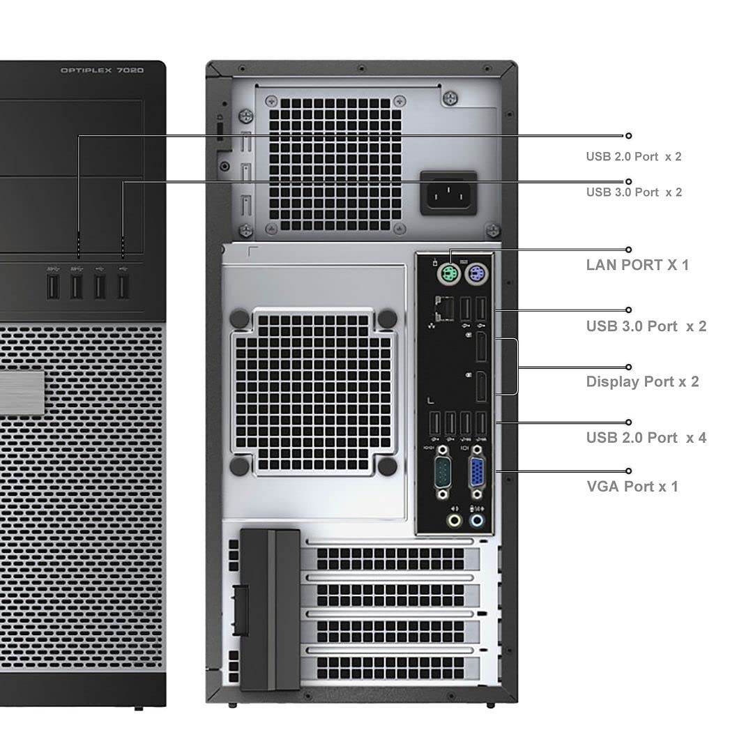 Dell OptiPlex 7020 Tower Computers PC Refurbished Desktop,i7 4770 16GB Ram 1TB SSD,2TB HDD,AC8260 Built-in WiFi,Dual Monitor Support,Altec Wireless Keyboard Mouse (Renewed)