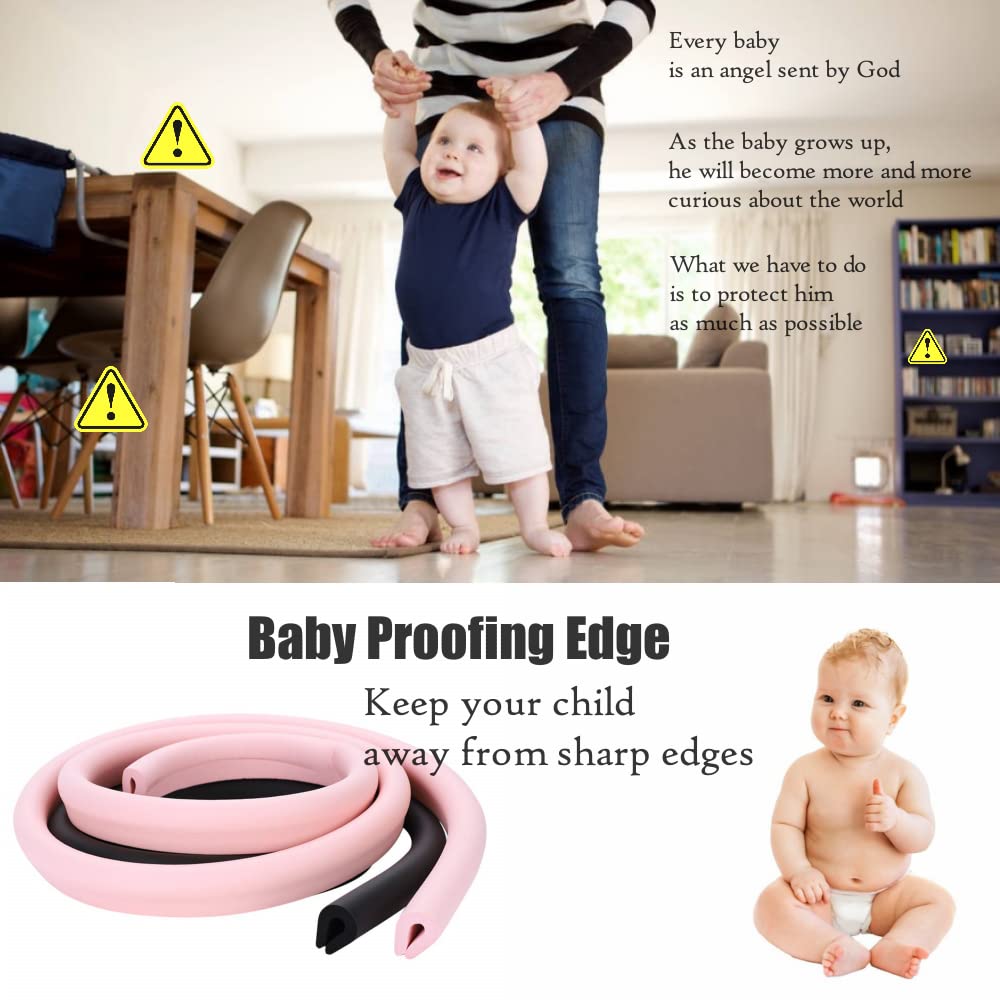 6.5Ft U-Shape Baby Proofing Edge and Corner Protector Thickened Edge Corner Bumper Guard Cutable Soft Furniture Table Protector Child Elder Proof Bumper with Adhesive Tape for Table Cabinet Drawer