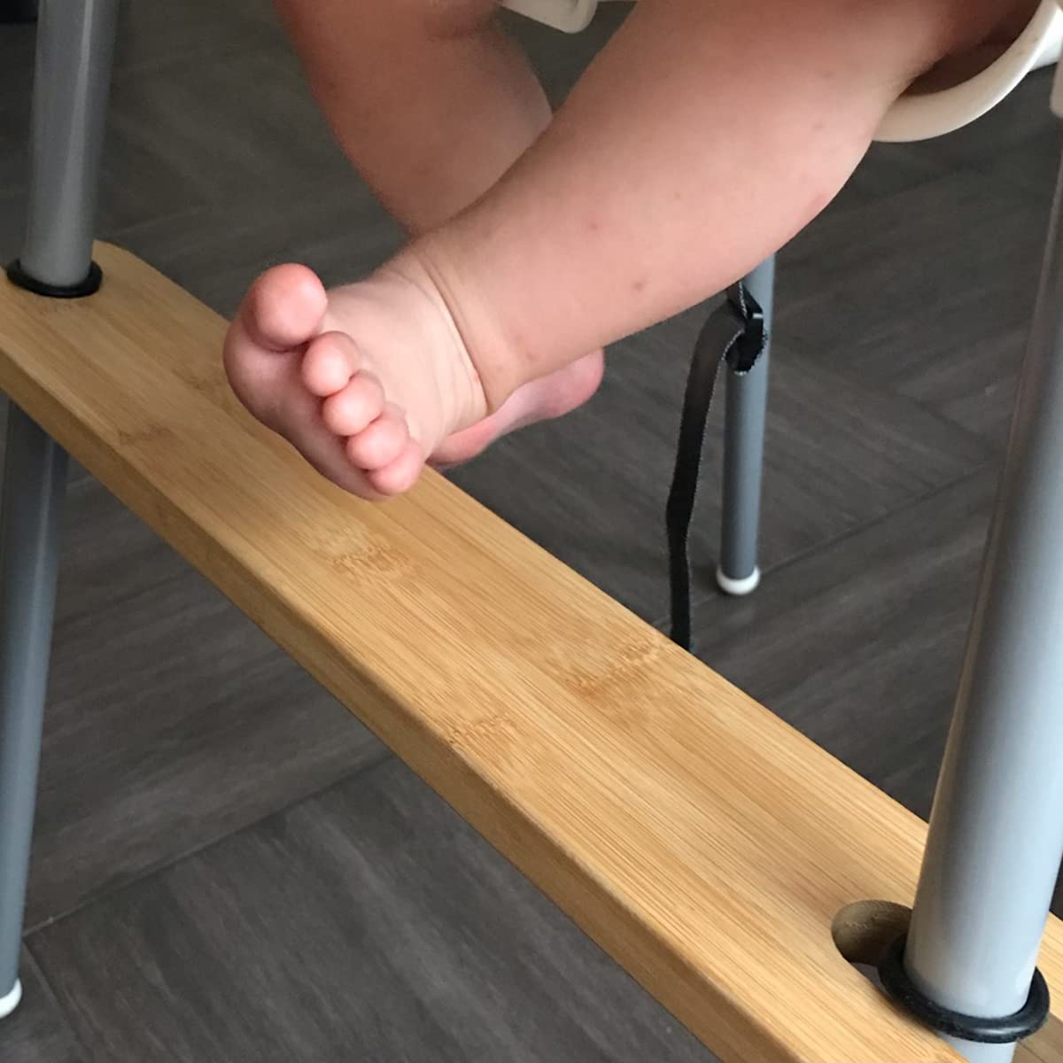 HANH High Chair Footrest, Non-Slip Natural Bamboo Wooden Footrest Compatible with IKEA Antilop High Chairs, Adjustable HighChair Foot Rest for Baby HighChair Accessories (Right Angle), 1.0 Count