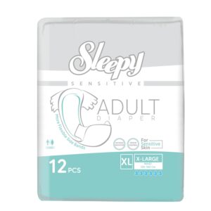 sleepy adult diapers, unisex for sensitive skin, odour control, wetness indicator, comfortable &adjustable, maximum absorbency & leak protection, x-large- 120-160cm,count-12pcs|soho