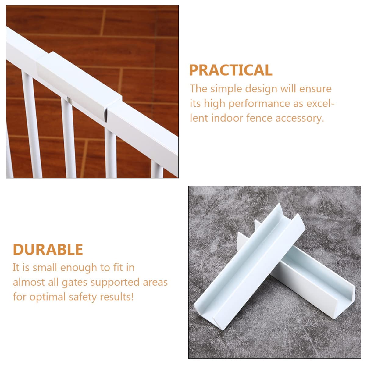 Kisangel 12 Pcs Safety Door Reinforcement Slot Pet Playpen Gate for Stairs Fence Accessories Fence Repair Groove Downstair Parts Dog Gate Reinforcement Baby PVC Support Feet The Fence White