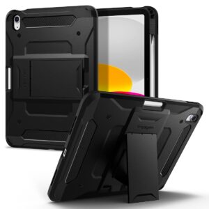 spigen tough armor pro designed for ipad 10.9 inch case ipad 10th generation case (2022) with pencil holder - black