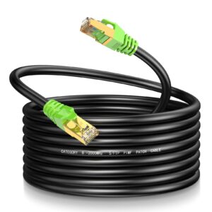 lekvkm cat8 ethernet cable 200ft round s/ftp outdoor&indoor heavy duty high speed cat8 lan network cable 40gbps 2000mhz