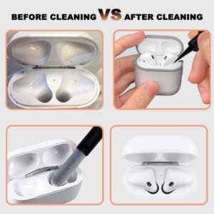 6 in 1 Keyboard Cleaner Kit Earphone Cleaner Kit with Brush Spong Pen Nibs for Electronic Cleaning Cellphone Hole Earbuds Monitor (Black)