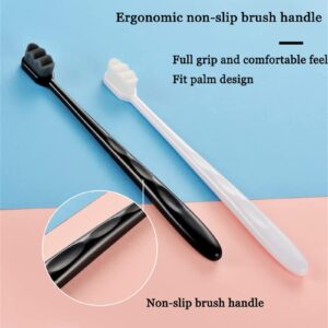 AUGESTPO 2022 BREVI Nordic-Inspired Premium Nano Toothbrush, Adult Extra Soft Toothbrush with 20000 Soft Bristles,Nano Toothbrush for Sensitive Gums (Black+White-Wave Head),5 Piece Set