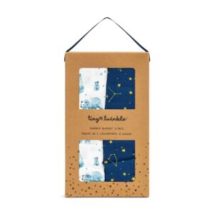 tiny twinkle kaffle swaddle blanket 2-pack - soft and silky baby blanket to wrap and swaddle newborns, sized 47 x 47