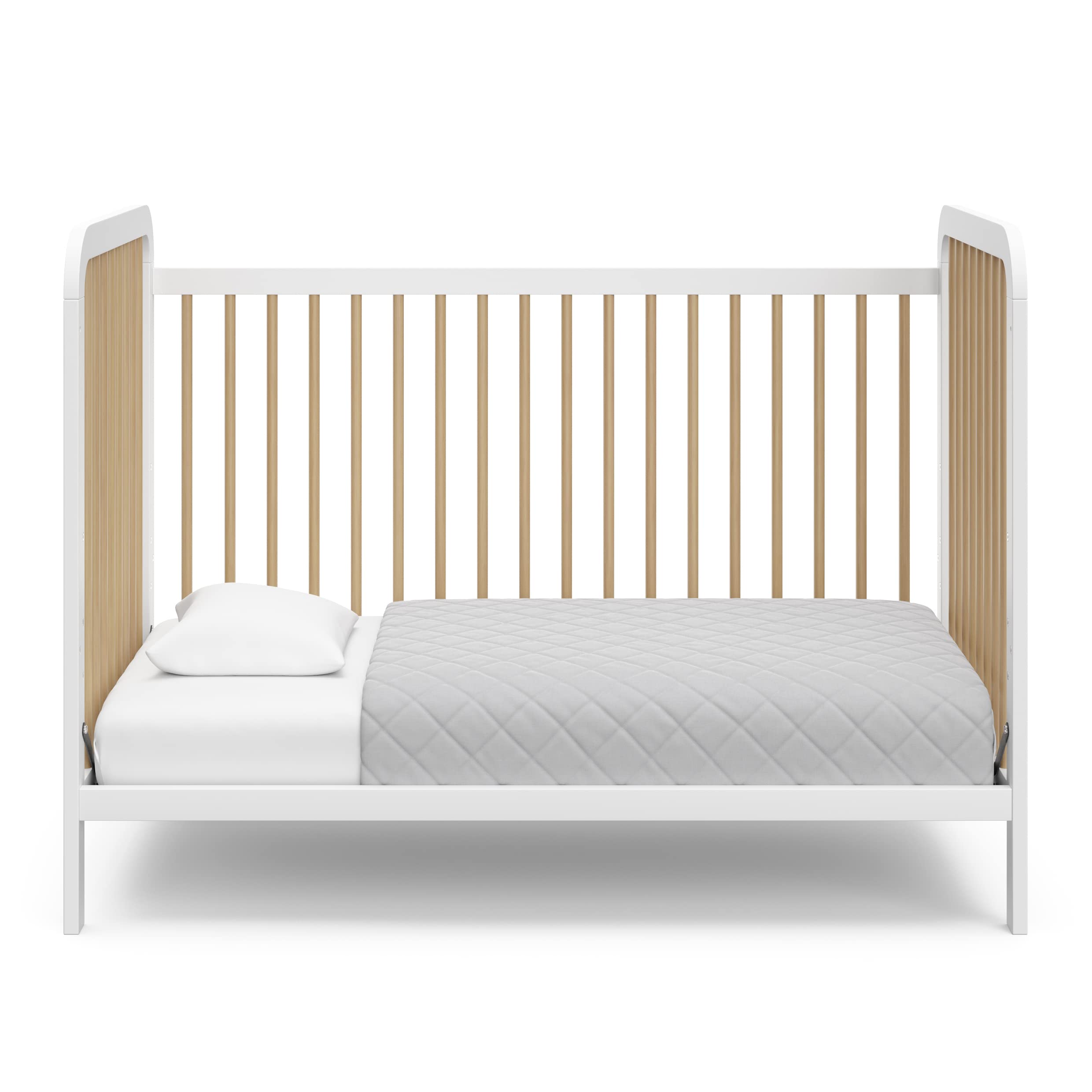 Storkcraft Pasadena 3-in-1 Convertible Crib (White with Driftwood) – GREENGUARD Gold Certified, Converts to Daybed and Toddler Bed, Fits Standard Full-Size Crib Mattress, Adjustable Mattress Height