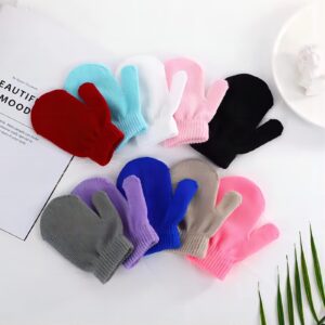 ENLAYER 16 Pairs Toddler Gloves Toddler Magic Stretch Mittens, Kids Winter Gloves Warm Kids Knit Gloves for Little Girls Boys