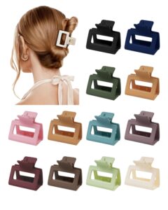 hair claw clips set - 12 matte pieces, non-slip thick and thin styles for thin and medium hair, square design for women