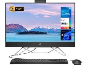 hp newest all-in-one desktop, 27" fhd display, 12th gen intel core i7-1255u, 16gb ram, 1tb ssd, webcam, hdmi, rj-45, wired keyboard&mouse, wifi 6, windows 11 home, black