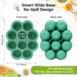 Keababies 12-Pack Baby Food Glass Containers and Silicone Baby Food Freezer Tray with Clip-on Lid - 4 oz Leak-Proof, Microwavable, Baby Food Storage Container - Baby Food Silicone Freezer Molds