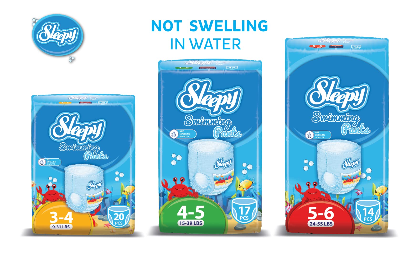 Swim Diapers, swim pants for Little Swimmers Size 4-5(15-40 LBS, Count- 17 PCs), Disposable diaper for Splashers