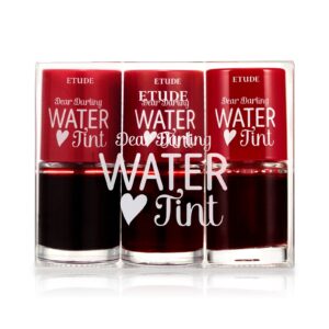 etude dear darling water tint cherry ade 3 set (21ad) | vivid color lip stain with moisturizing weightless & non-sticky finish lip stain | smudge-proof & lightweight lip tint | k-beauty