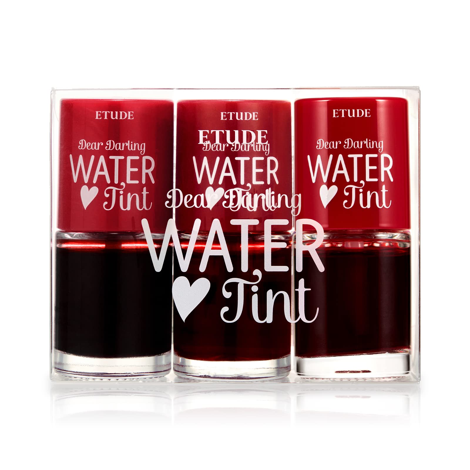 ETUDE Dear Darling Water Tint Cherry Ade 3 Set (21AD) | Vivid Color Lip Stain with Moisturizing Weightless & Non-sticky Finish Lip Stain | Smudge-proof & Lightweight Lip Tint | K-beauty