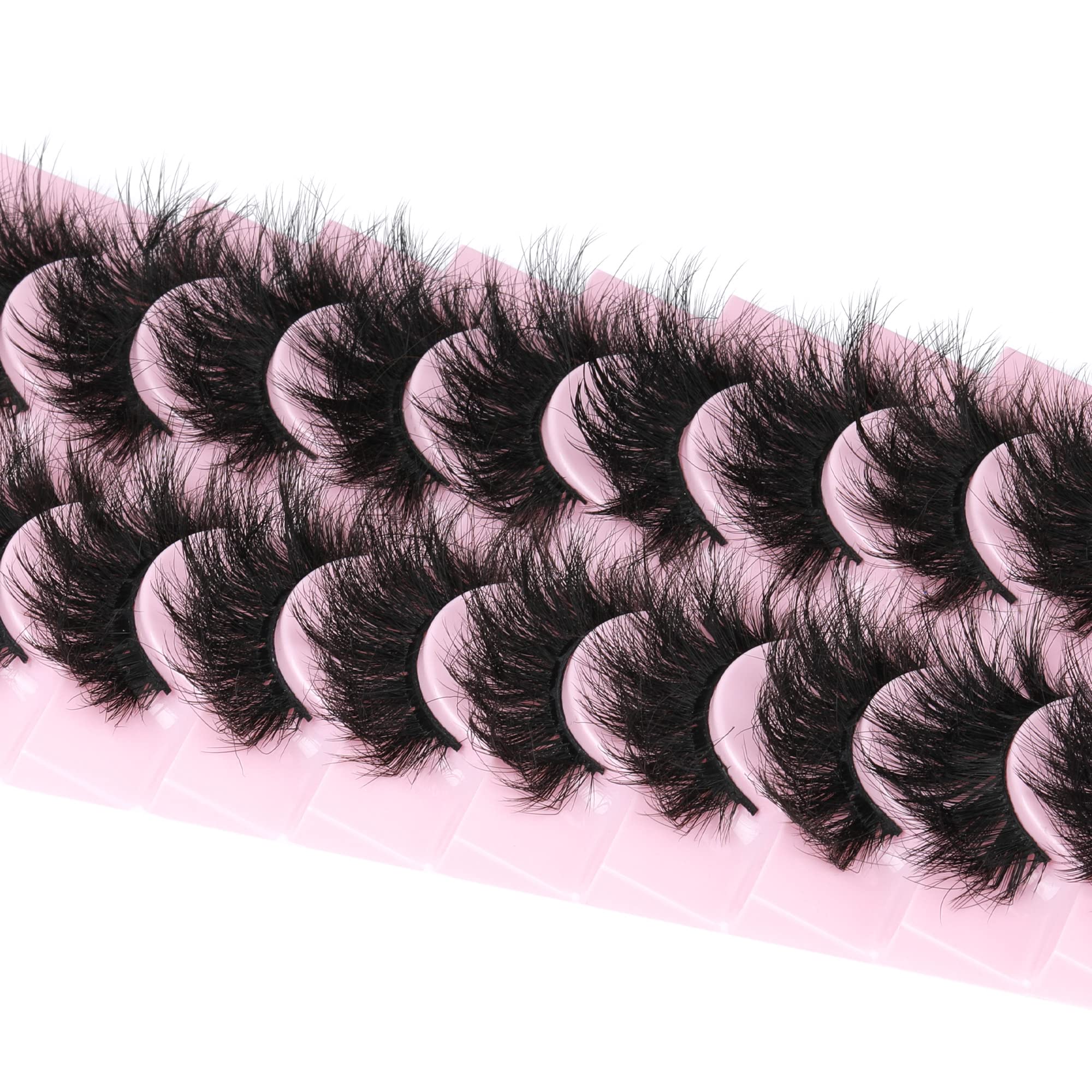 Mink Lashes Fluffy 8D Volume Dramatic False Eyelashes Soft 20 mm 10 Pairs Pack Wispy FANXITON Faux Mink Eye Lashes