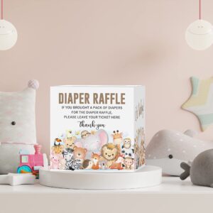 mermermu Diaper Raffle Tickets and Advice Cards For Baby Shower - 1 Card Collection Box & 50 Tickets, Animal Baby Shower Card Box, Party FavorsDecorationsSupplies, Game Kit, 8" Card Box -005BOX