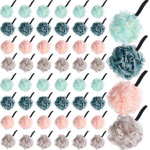 48 pack bath sponge shower loofahs bulk 50g soft net body scrubber sponge ball body shower puff mesh pouf bath scrunchies body wash puff for men and women exfoliating shower pouf balls (classic color)