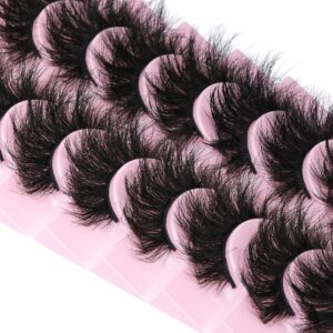 Mink Lashes Fluffy 8D Volume Dramatic False Eyelashes Soft 20 mm 10 Pairs Pack Wispy FANXITON Faux Mink Eye Lashes