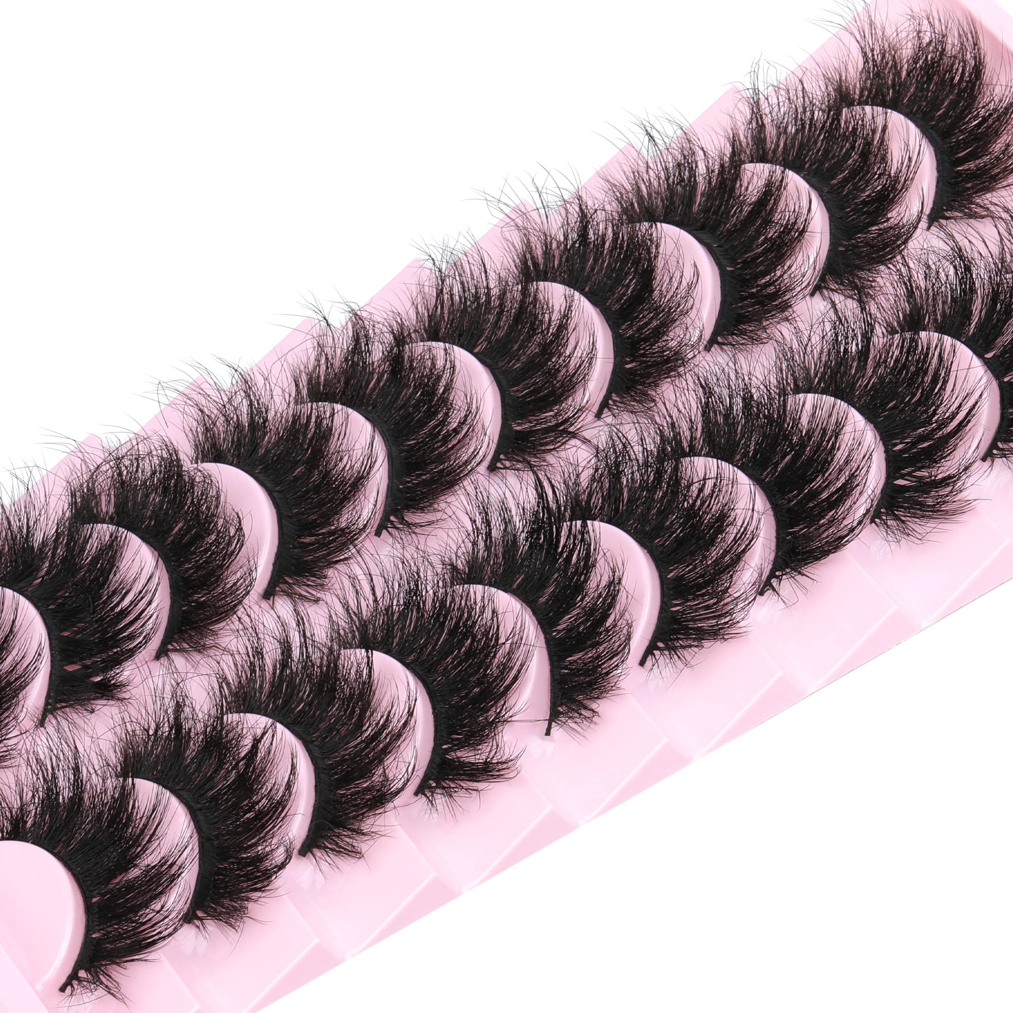 Mink Lashes Fluffy 8D Volume Dramatic False Eyelashes Soft 20 mm 10 Pairs Pack Wispy FANXITON Faux Mink Eye Lashes