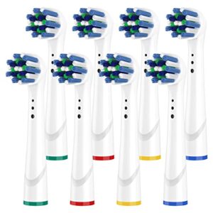 electric toothbrush across action replacement brush heads for oral b, professional cross toothbrush replacement brush heads compatible with oral b electric toothbrush, 8 packs